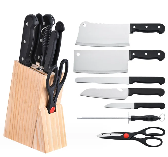 8pcs Kitchen Knife Set With Wood Block Steak Knife Set Kitchen Knife ...