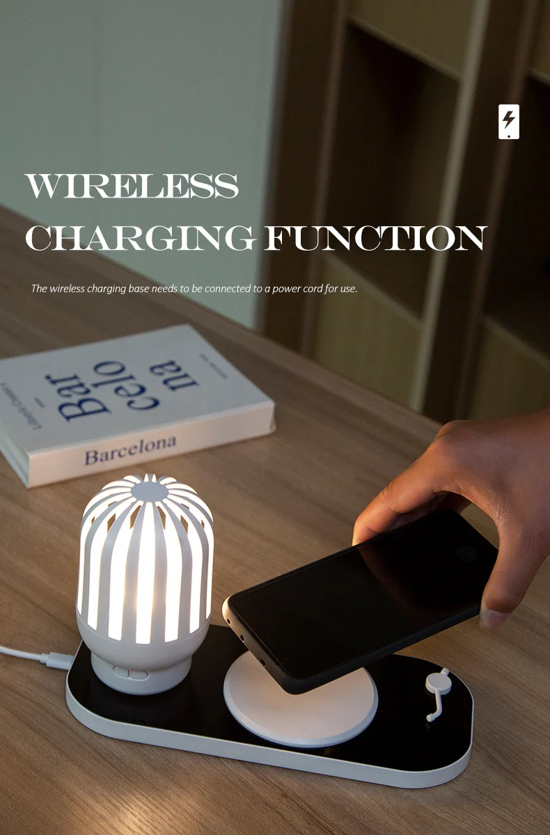 3 In 1 Living Room Bedroom Bedside Decorative Wireless Charging Table ...