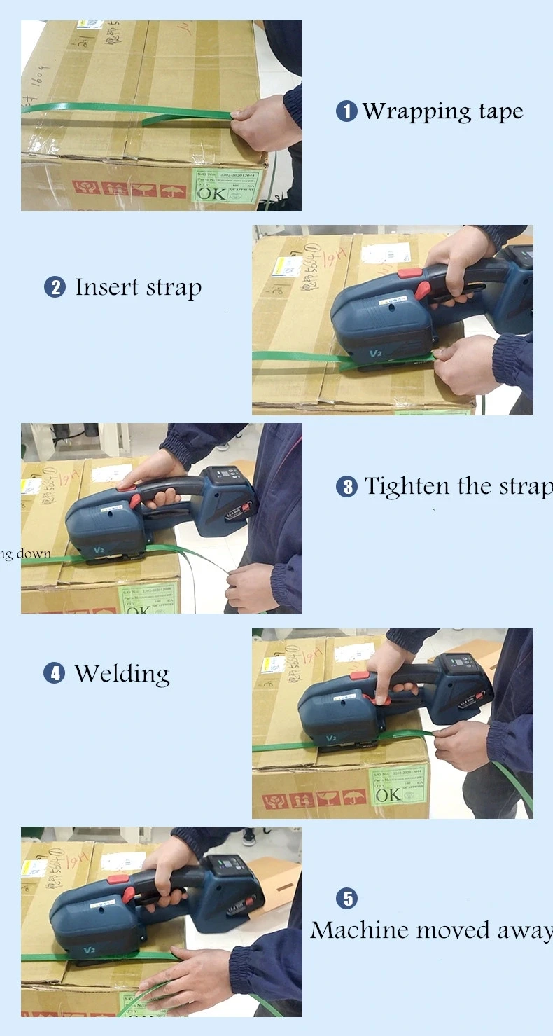 V2 Semi Automatic Battery Operated Carton Plastic Pet Packing Poly ...