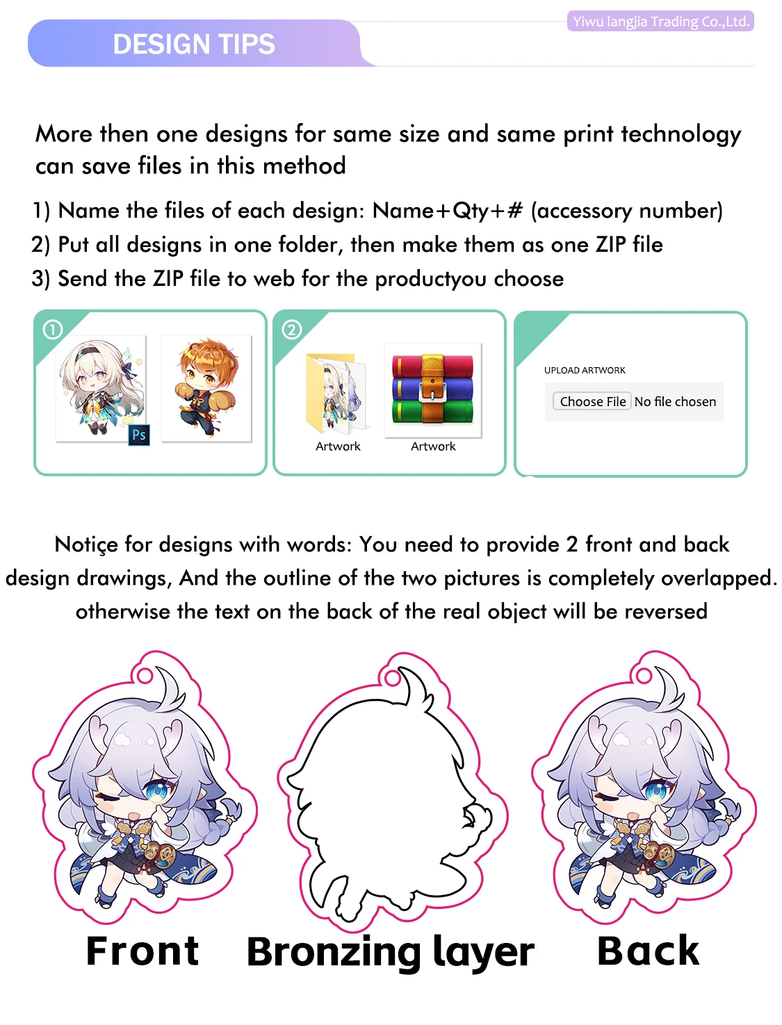 Customized Holographic Acrylic Shaker Pendant Anime Printing