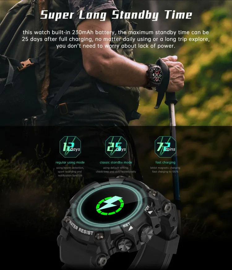 T6 Outdoor Smartwatch Fitness Tracker Heart Rate Monitor Blood Pressure ...