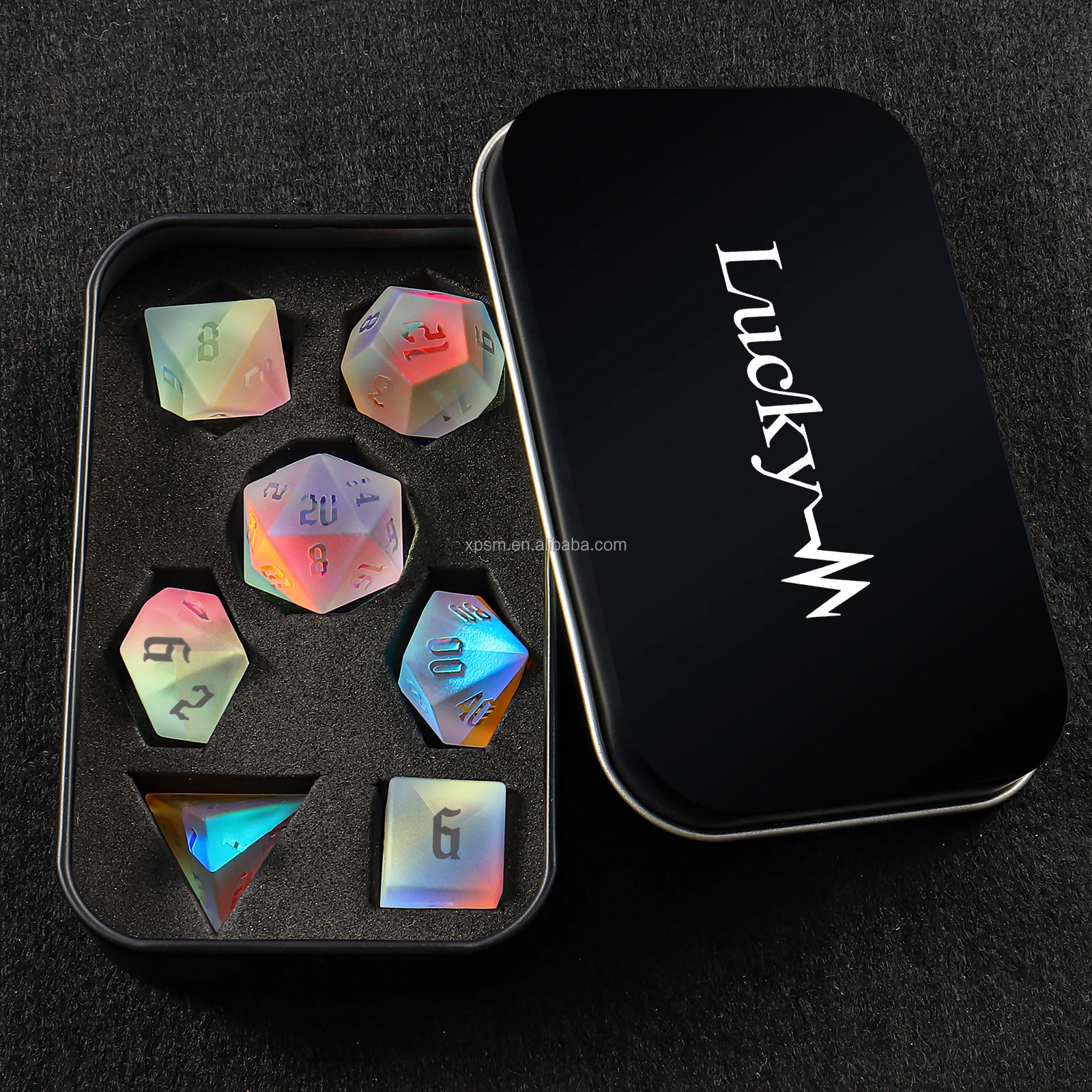 Wholesale Glass Custom Cube RPG 7pcs per Set Dice Polyhedral