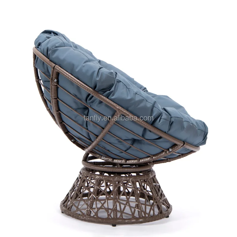 Rattan Wicker Swivel Papasan Chair - Modern Outdoor Comfort
