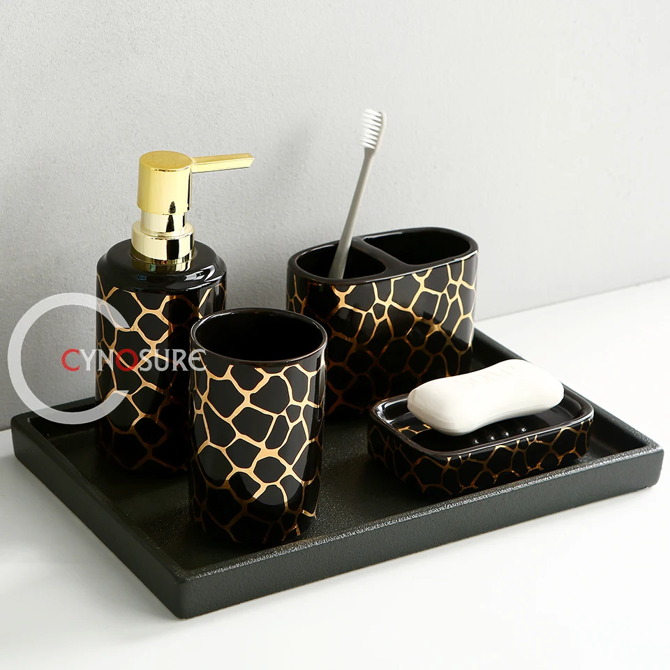 Modern Luxury Black Gold Home Decoration Bathroom Dispenser Soap Dish ...