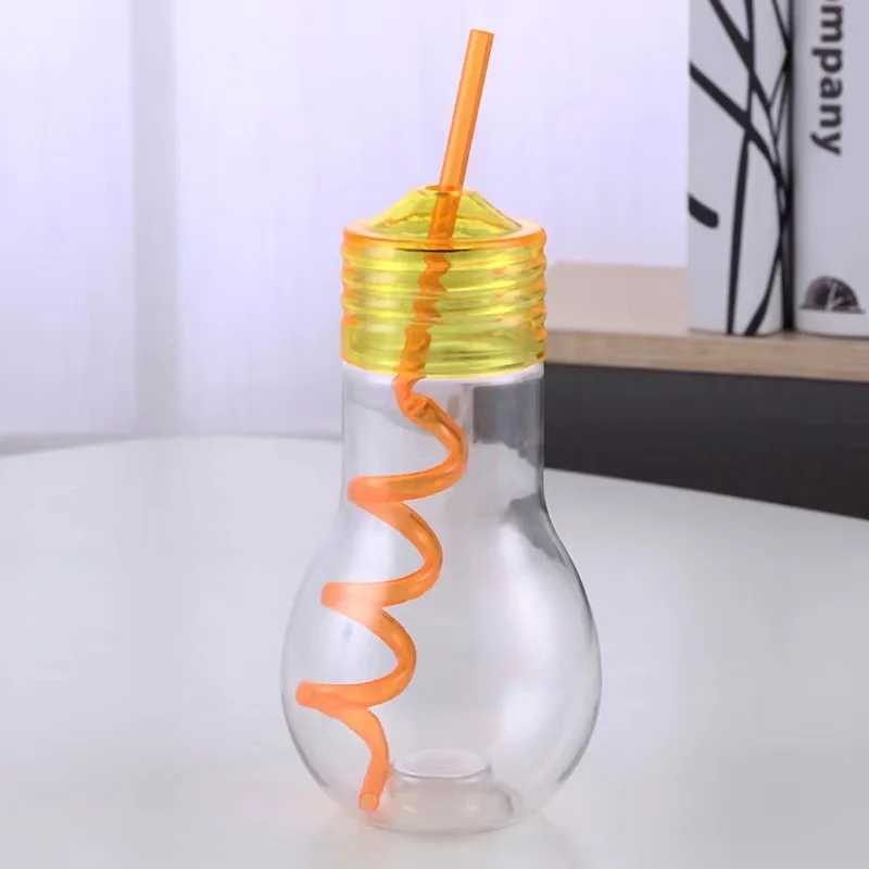 600ML Glowing Plastic Bulb Drinks Cup Cute Fashion Bulb Shape Milk ...