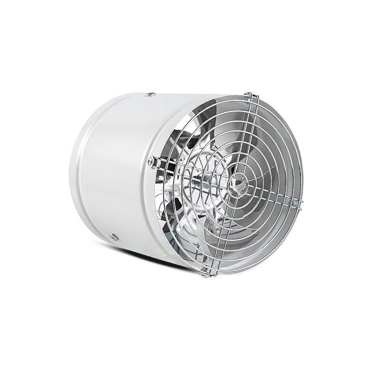 220v Cylindrical Axial Flow Exhaust Fan White 6 Inch Without Stand For ...