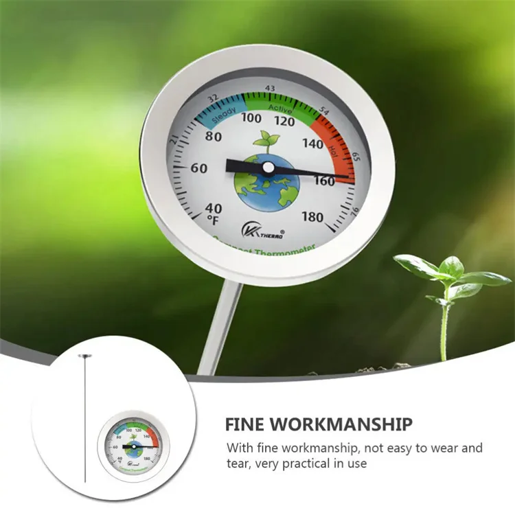 10~76 Degree Soil Thermometer Probe Detector Compost Temperature Long ...