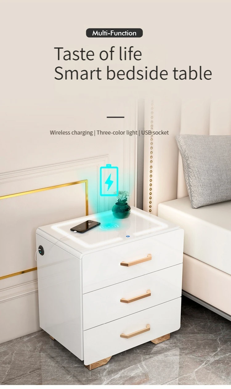 Suessen New Smart Nightstand Installation Free Modern Multifunctional Bedside Table Bedroom ...