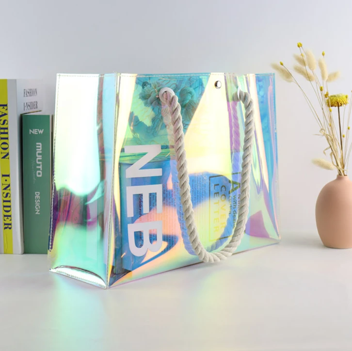 Custom Logo Hot Sale Holographic Tote Bag Pvc Stronger Handle ...