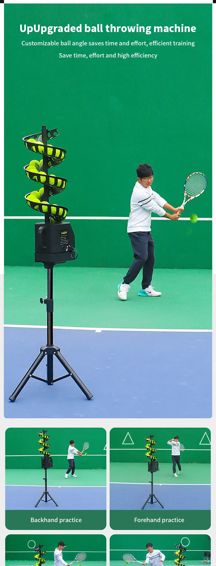 Pickleball Machine with Auto Swing 3 Angles & 4 Speeds Adjustable ...