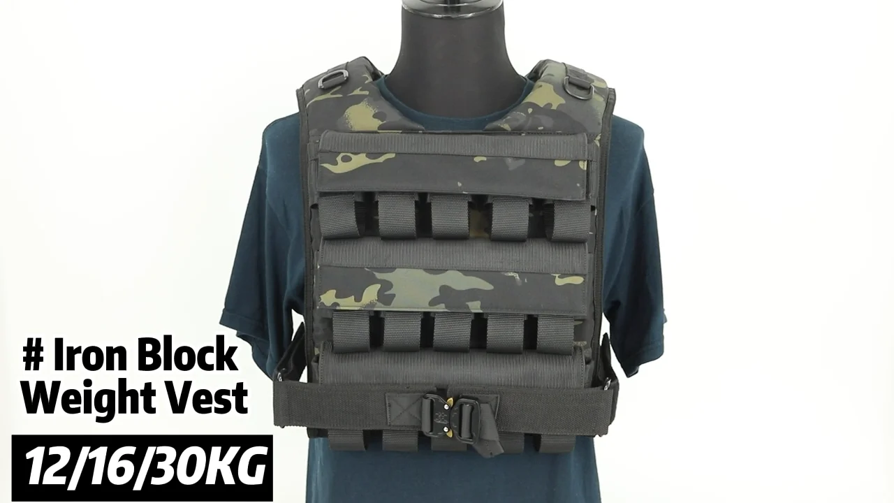 30kg Running Weighted Vest Training Adjustable Iron Block Workout Cross ...