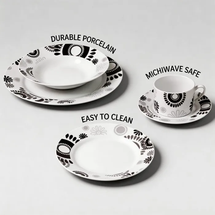 Dandelion Decor Design Hunan Porcelain 4-Piece Dinnerware Sets-Harvit ...