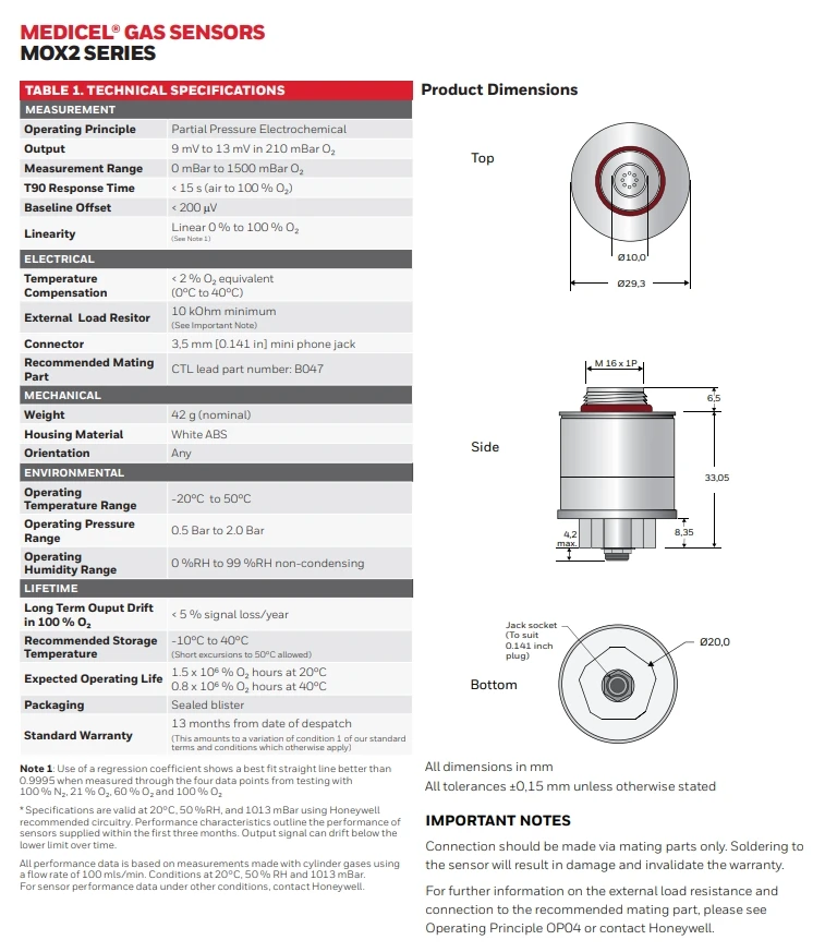 MOX-2 Oxygen Sensor - Reliable Air Quality Monitoring