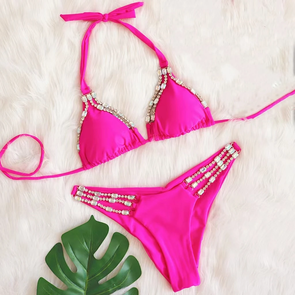 Custom Logo High Quality Swimsuit For Women Solid Blank Pink Bathing ...