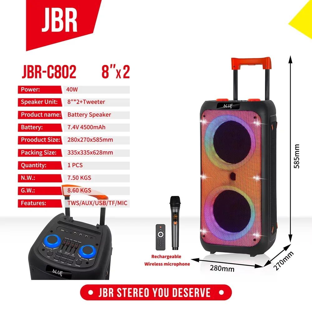 Baffle bluetooh Avec Micro Sans Fil Big Speakers Outdoor Dj Party Dual ...
