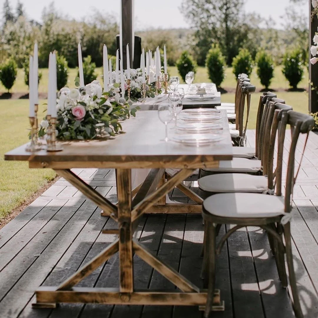 Rustic Wooden Folding Table for Farmhouse Event Venue Dining