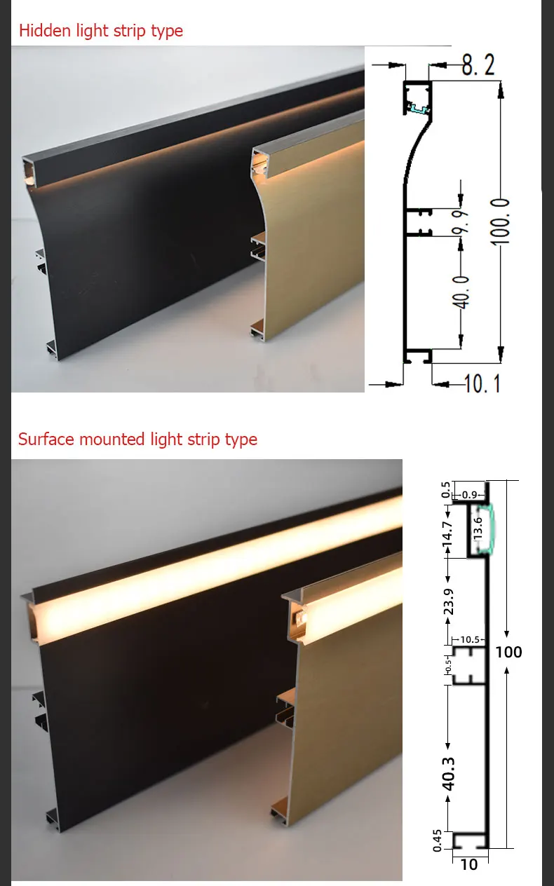 Led Aluminum Profile Kitchen Kick Plate Skirting Board Cabinet Board ...