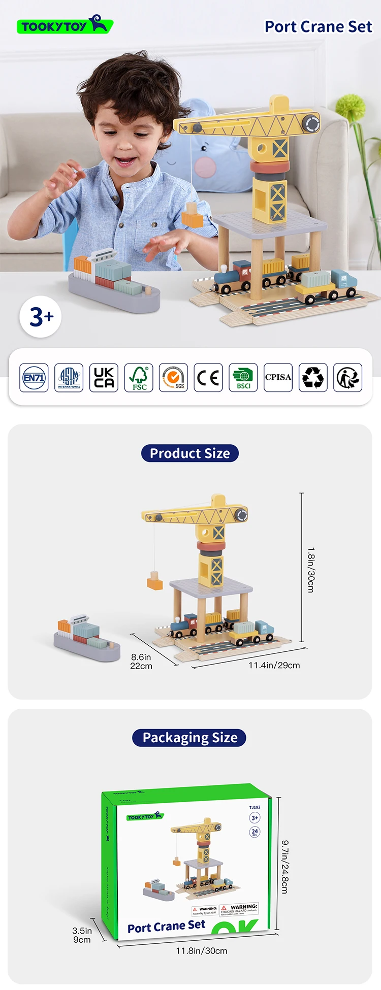 Dock Crane Wooden Toy - Educational Transport Playhouse