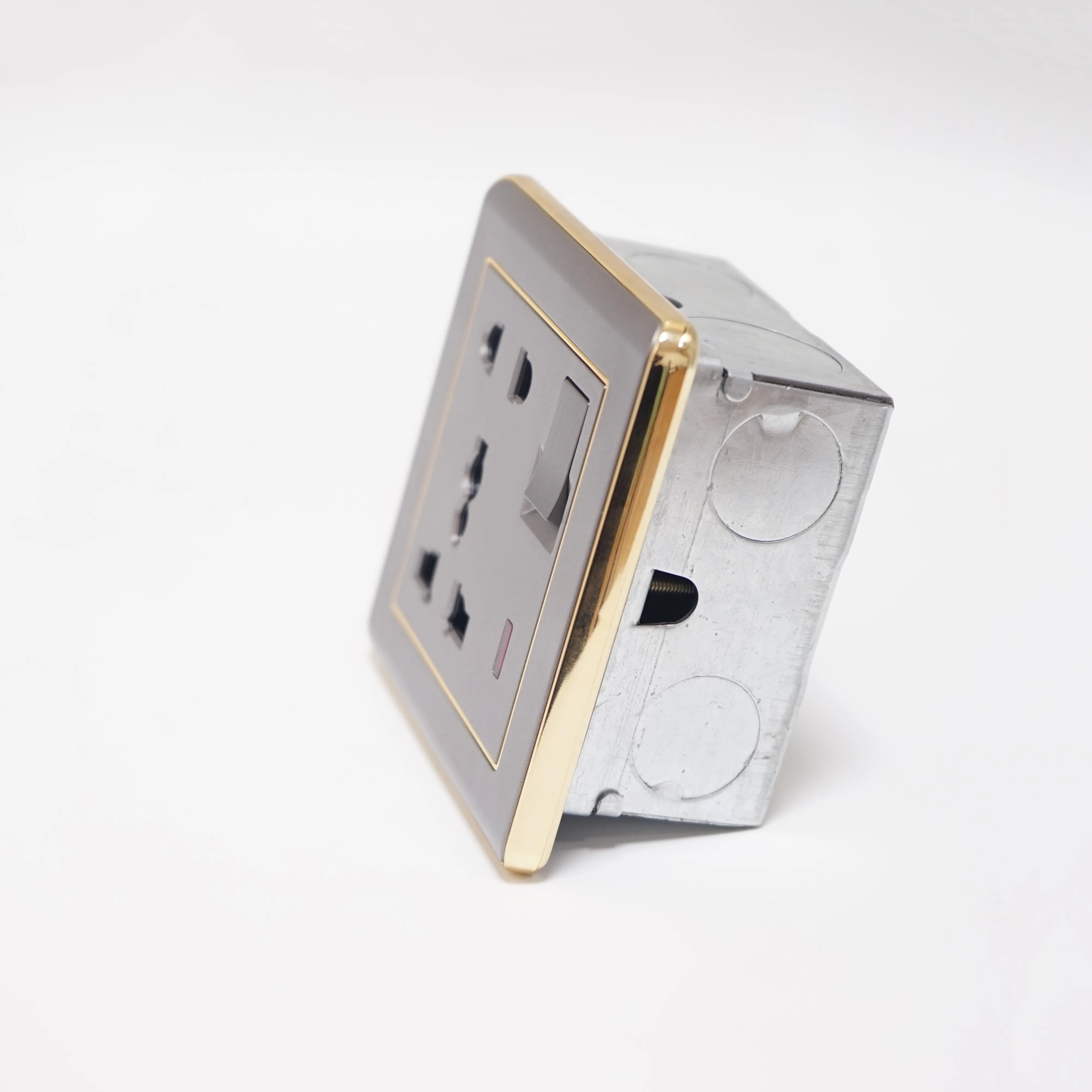 V8 Range 1 Gang Switch +5 Pin Socket + Neon White Color Silver ...