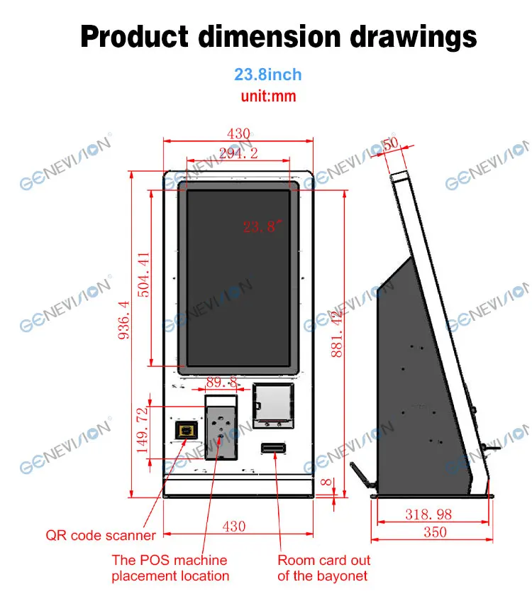 24 Inch Self Service Check in Room Card Dispenser Terminal