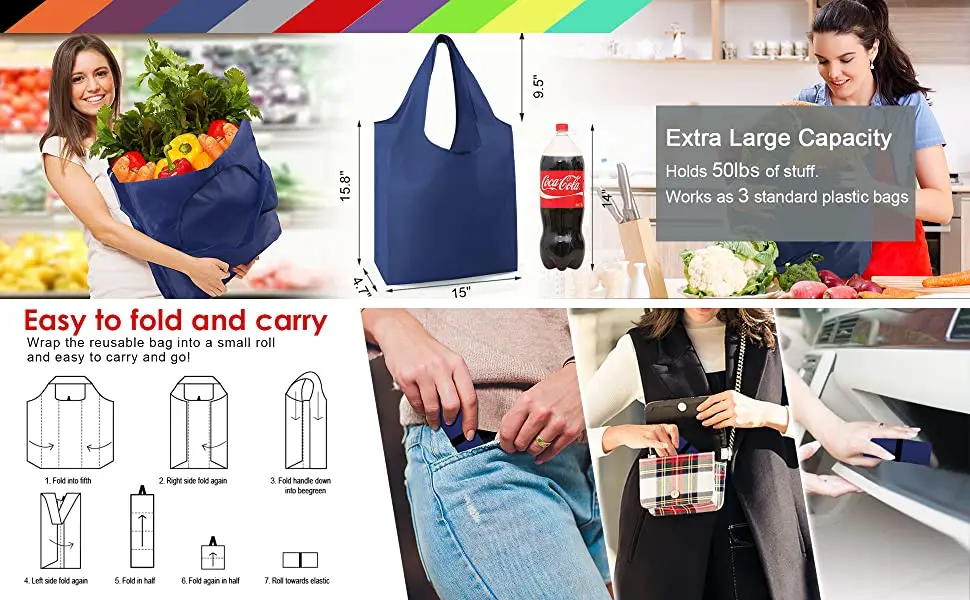 Extra Large Capacity Polyester Shopping Bag Eco-Friendly Grocery Bags ...