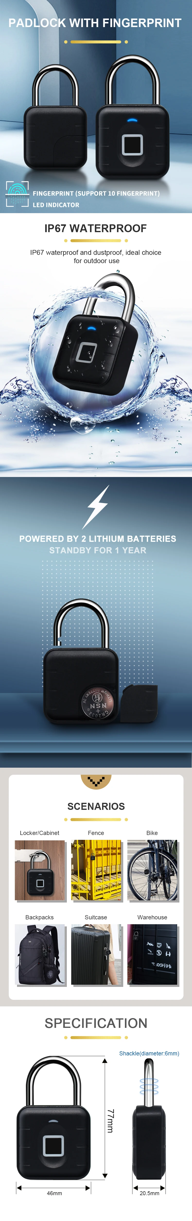 Fingerprint Pad Lock - Secure Your Luggage Efficiently