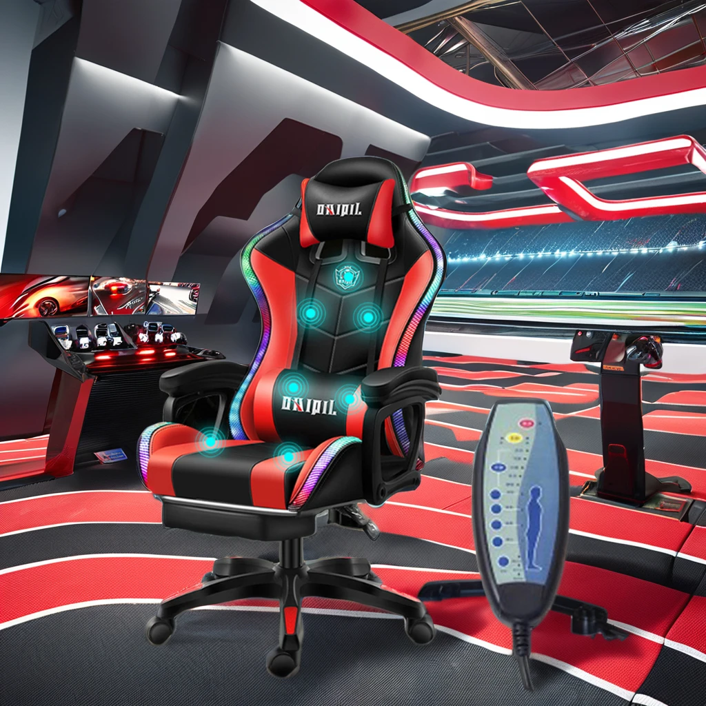 Quality Hot Factory Ergonomic RGB LED Racing Gamer Chair with Speakers ...