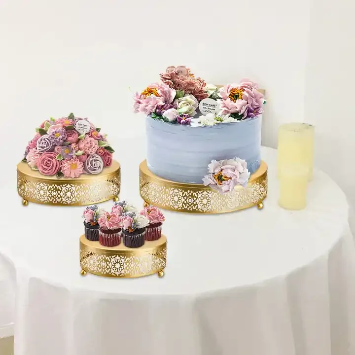 Modern Design 3 Tier Buffet Display Stand Gold Wedding Cake Stand For ...