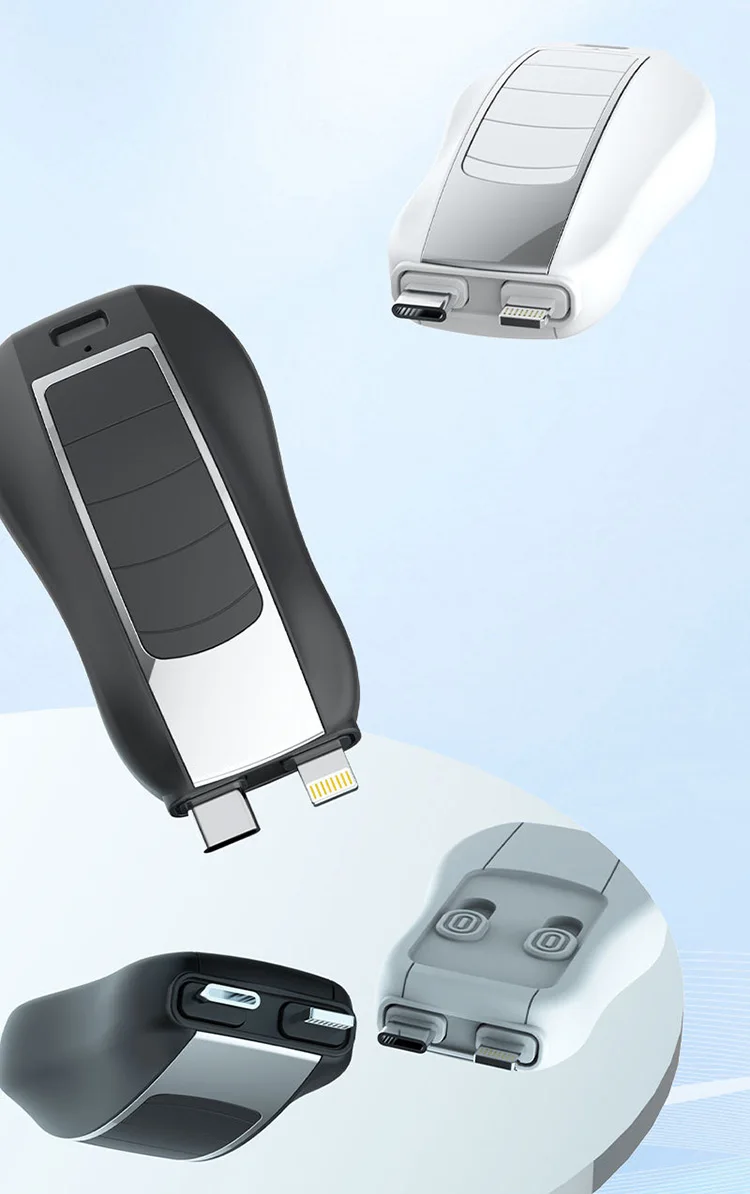 Retractable Dual Interface Small Portable Charger Mini Keychain Power ...