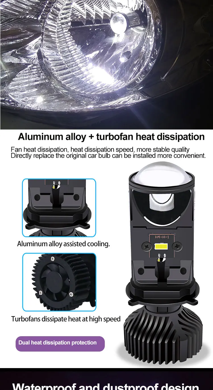 H4 Bi Led Lens Projector 9003 Mini Bulb 120w Y6 Y7 Y8 Y9 Y10 Canbus ...