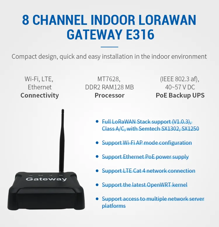 Multi Channel Lorawan Gateway - Navynav E316 Outdoor Lora Gateway
