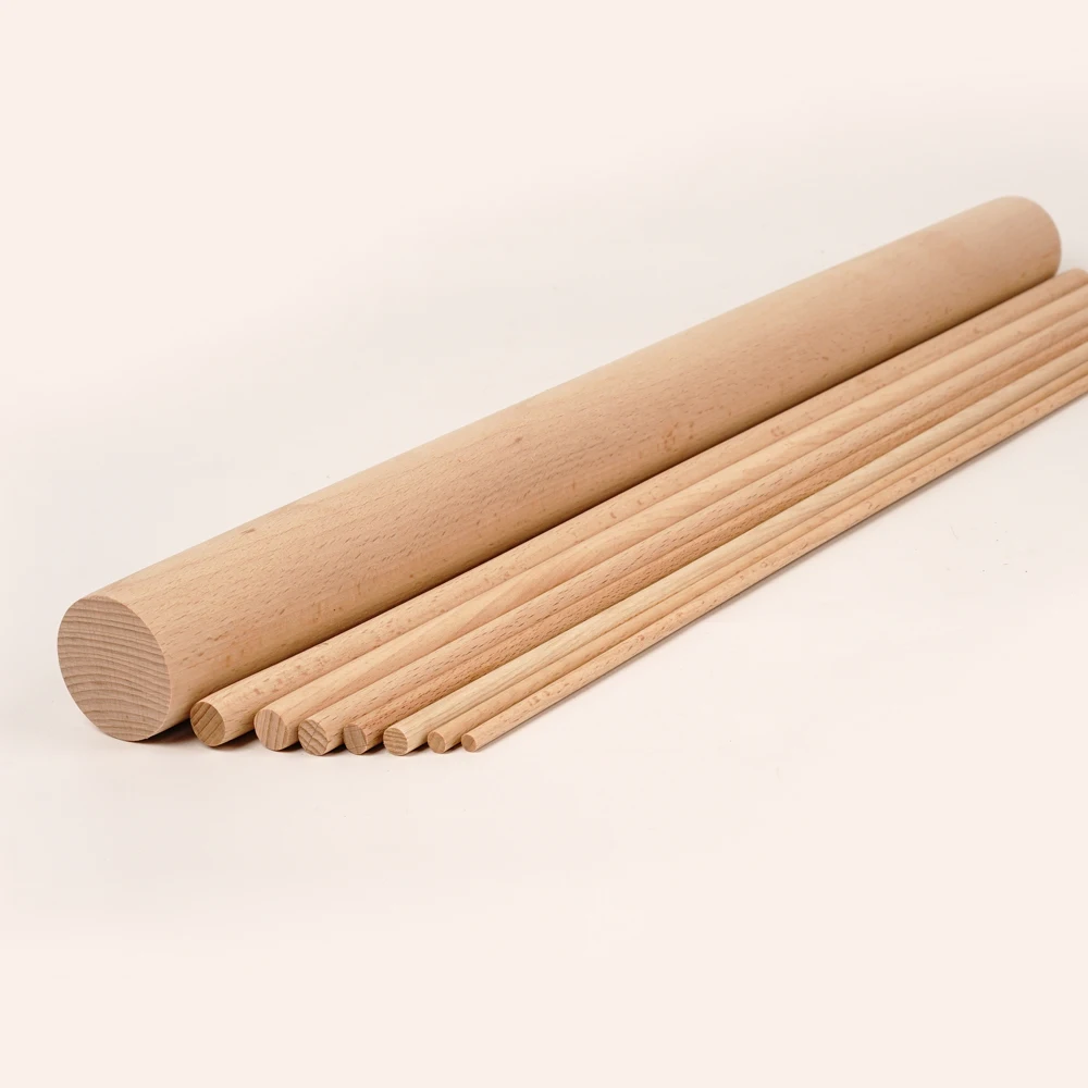 Wooden Dowel Rods Unfinished Hardwood Sticks Birch W Beech Wood Sticks ...