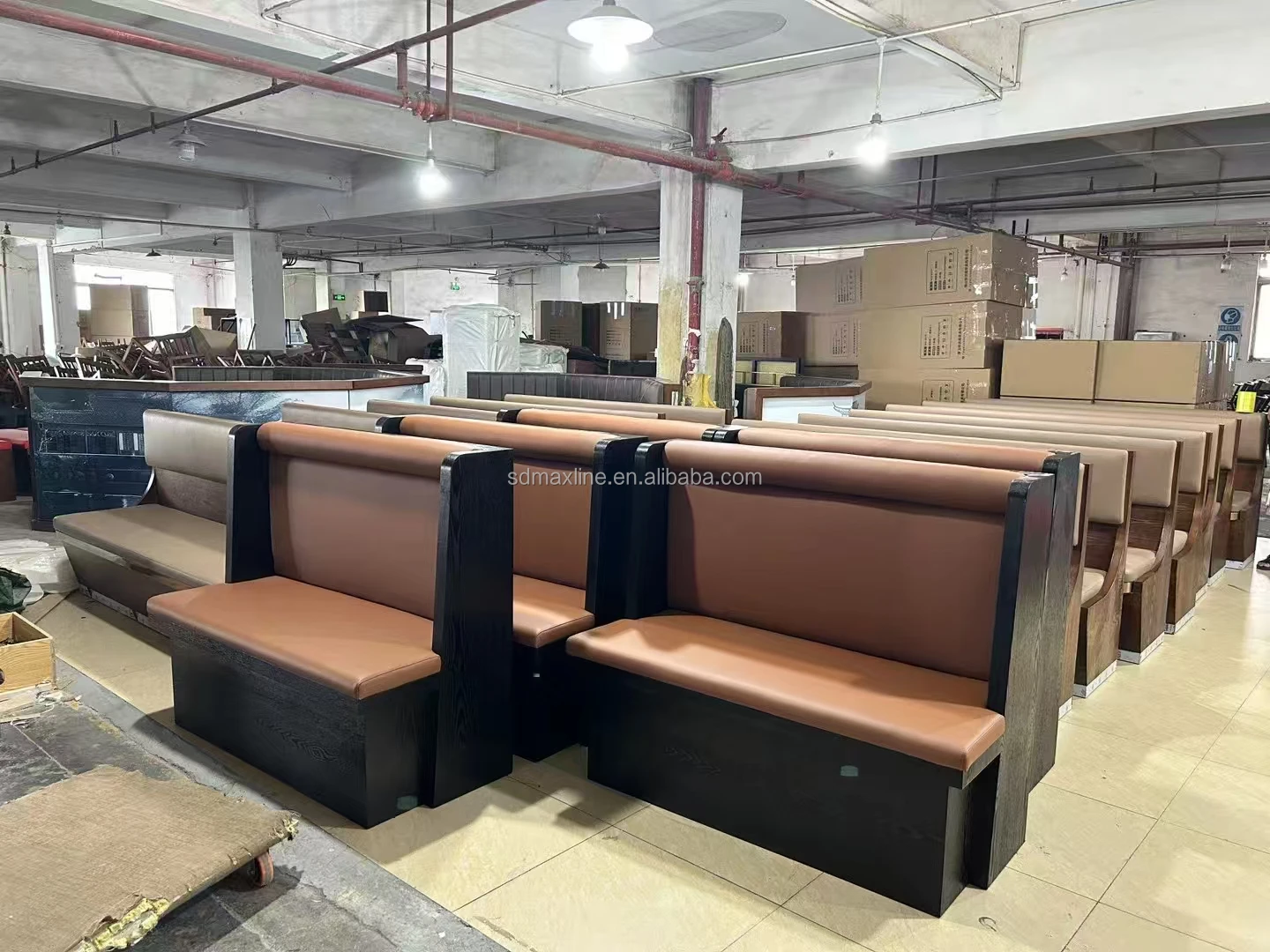 Double Side Leather Seating Sofa Booth Night Club Cafe Furniture Bench ...