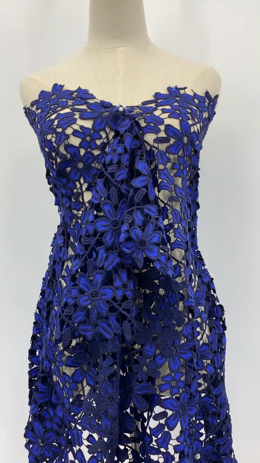 Manufacturer Supply High Quality Exquisite Blue/black Floral Guipure Lace Fabric Chemical Lace ...