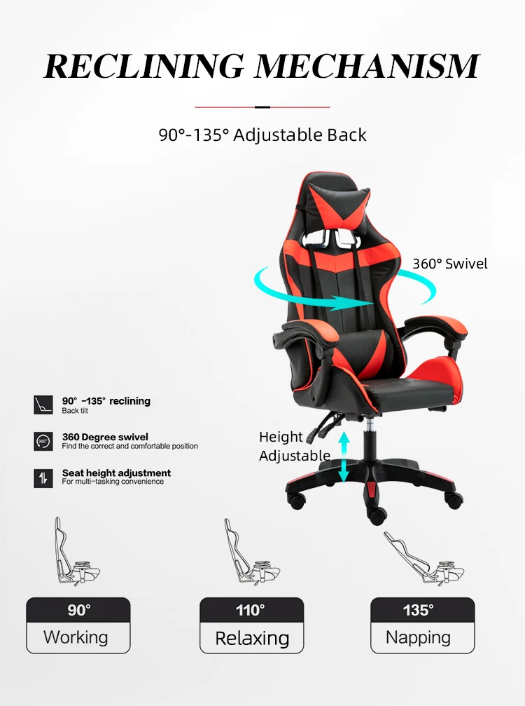 Adjustable Ergonomic Chair Modern Luxury Cadeira Gamer Pu Leather Pu ...