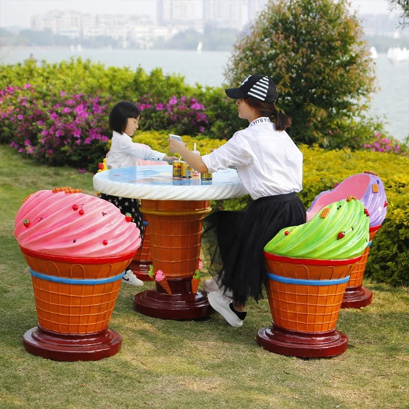 Outdoor Custom Furniture Colorful Waterproof Ice Cream Table And Chairs ...