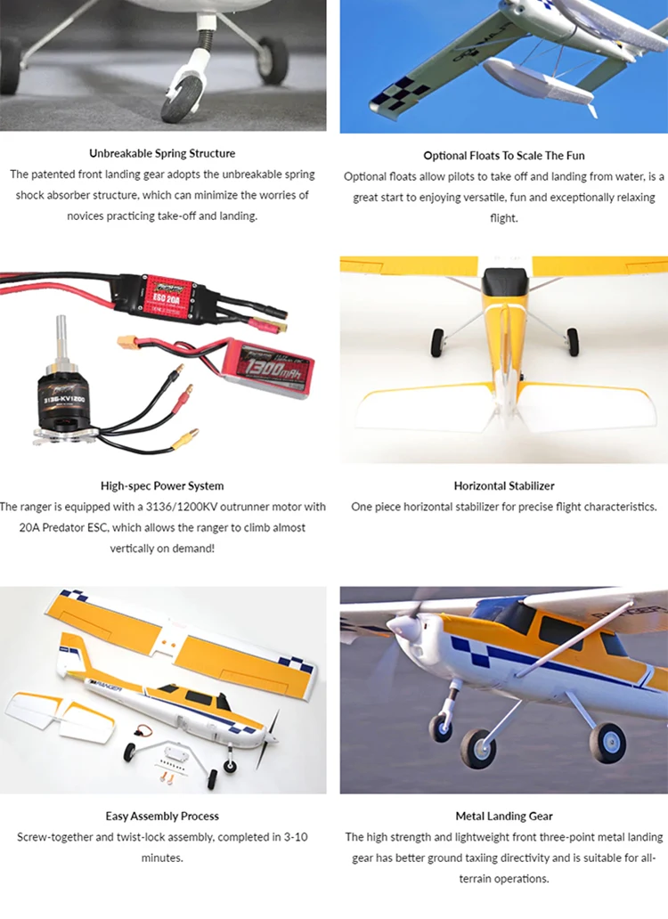 FMS Ranger 1220mm EP PNP Ultralight RC Seaplane Kit