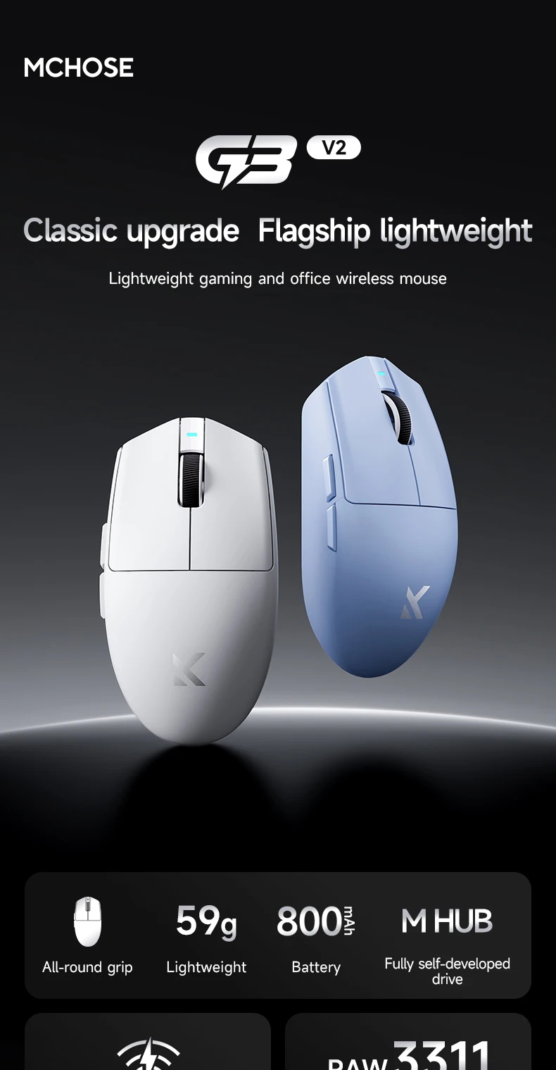 MCHOSE G3 Dual 8K Wireless Gaming Mouse - High Performance