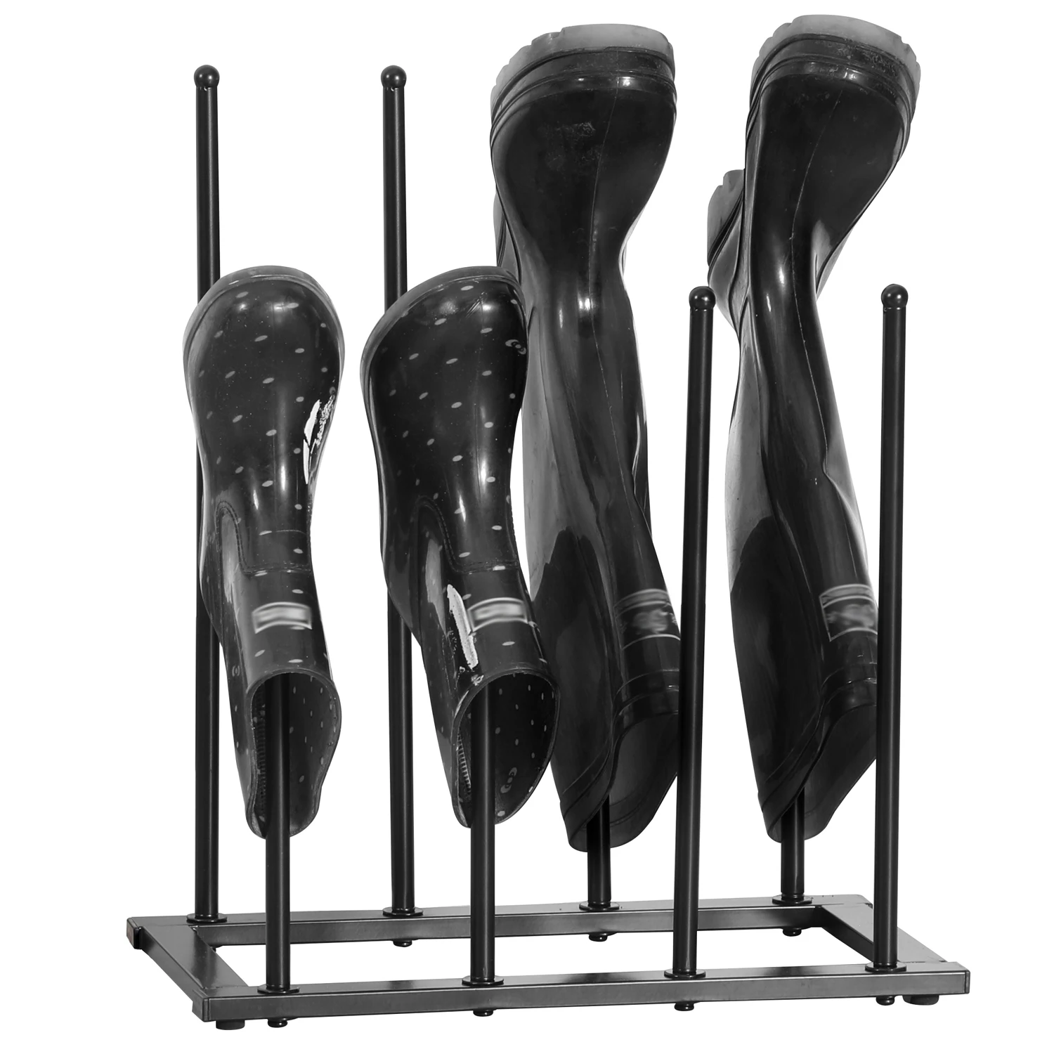 wholesale Black Metal Pipe Free Standing Boot Rack Stand Wood Base ...