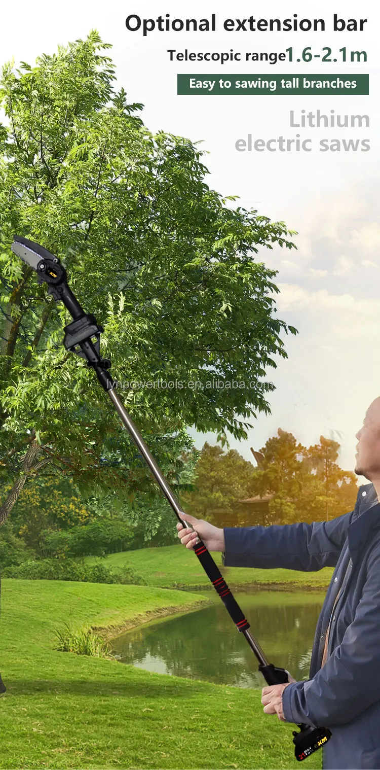 KM Long Reach Pole Cordless Pruning Shears - Efficient Tree Cutting