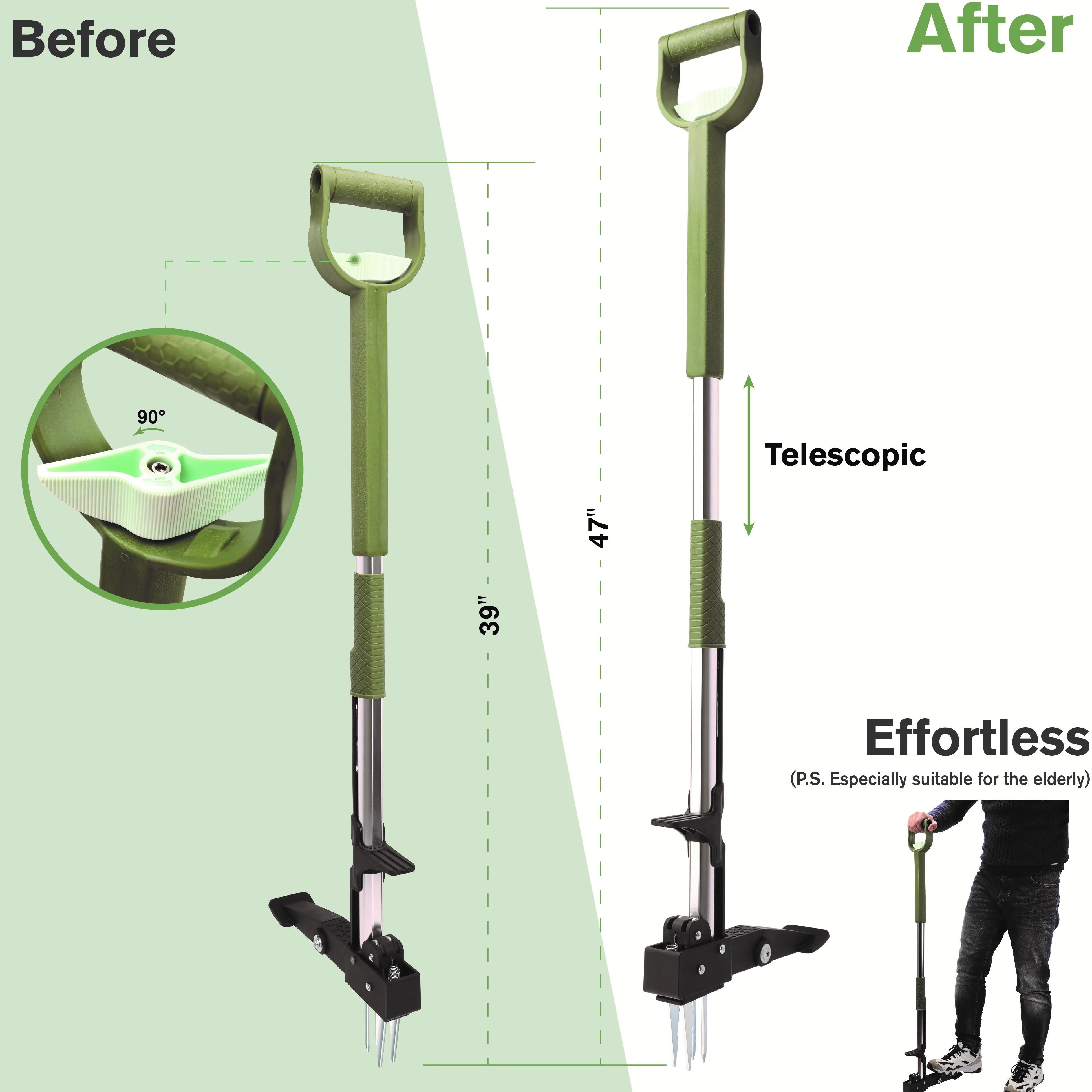 Retractable Aluminum Alloy Telescopic Handle Grass Remover