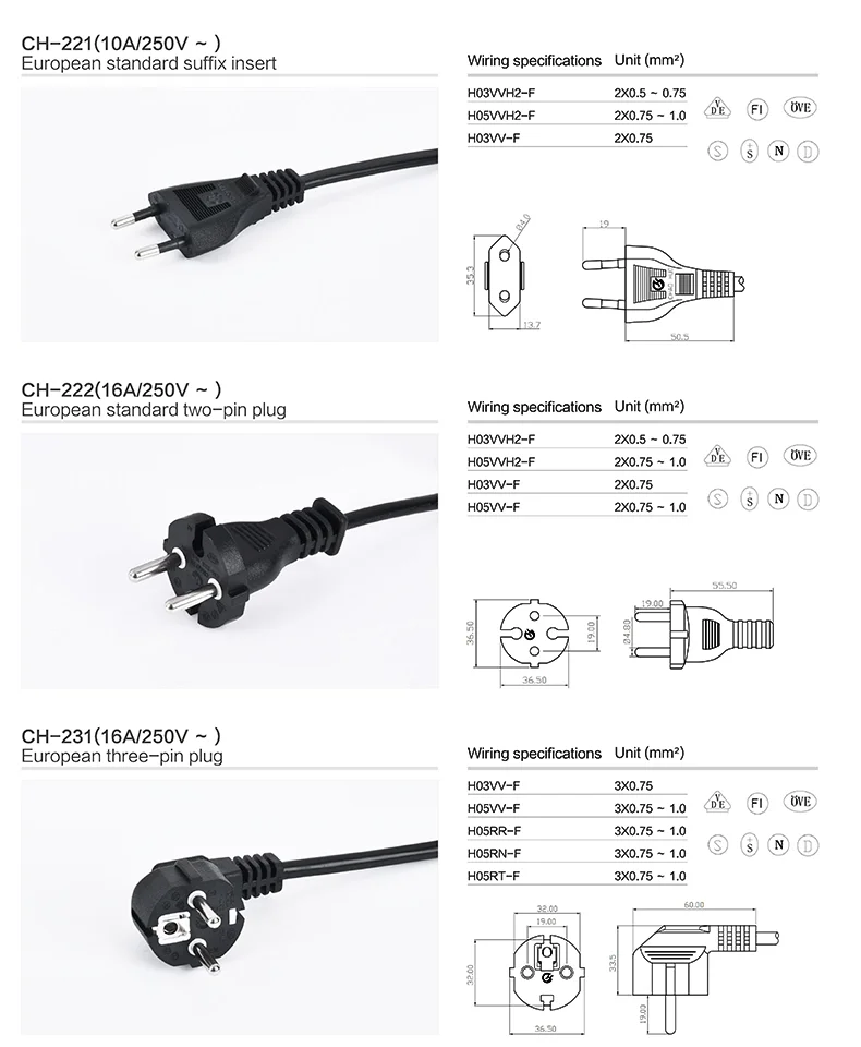 Eu Cee7/7 Plug To Iec C13 6 Foot Power Cord With Vde Enec Approvals ...