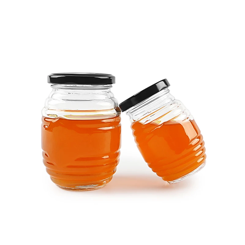 Custom Honeycomb Shape Clear Glass Honey Jars with Lids