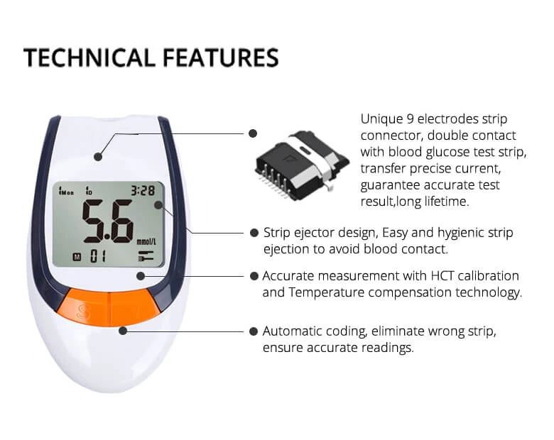 Medical Blood Glucometer Monitor Blood Glucose Meter Kit With Strips ...