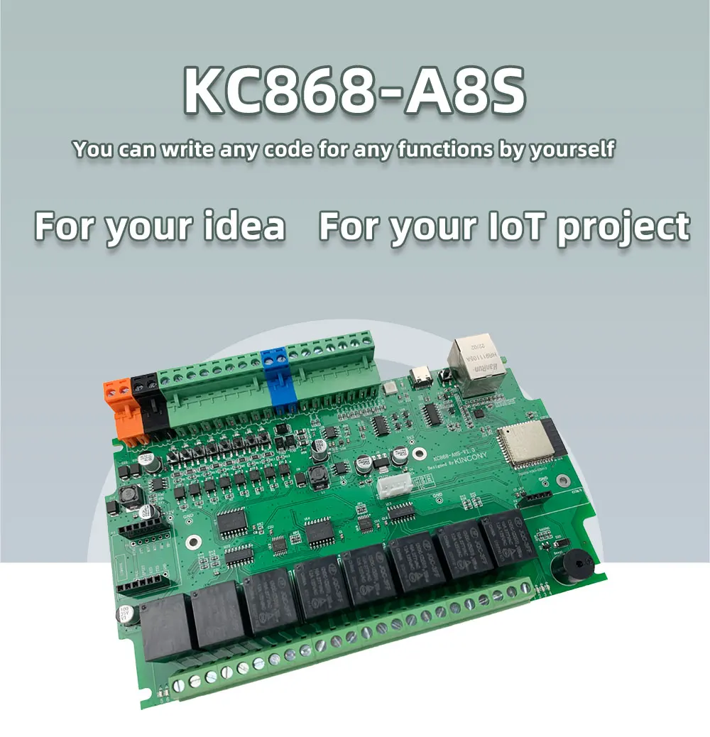 Kincony Official Store KC868-A8S Esp32 with Relay Board RS232 USB W/E Relay Module ADC DAC RF ...