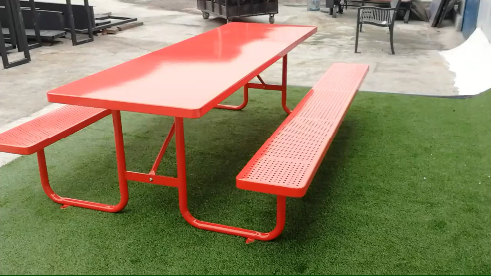 6' And 8' Rectangular Perforated Steel Canteen Table With Bench ...