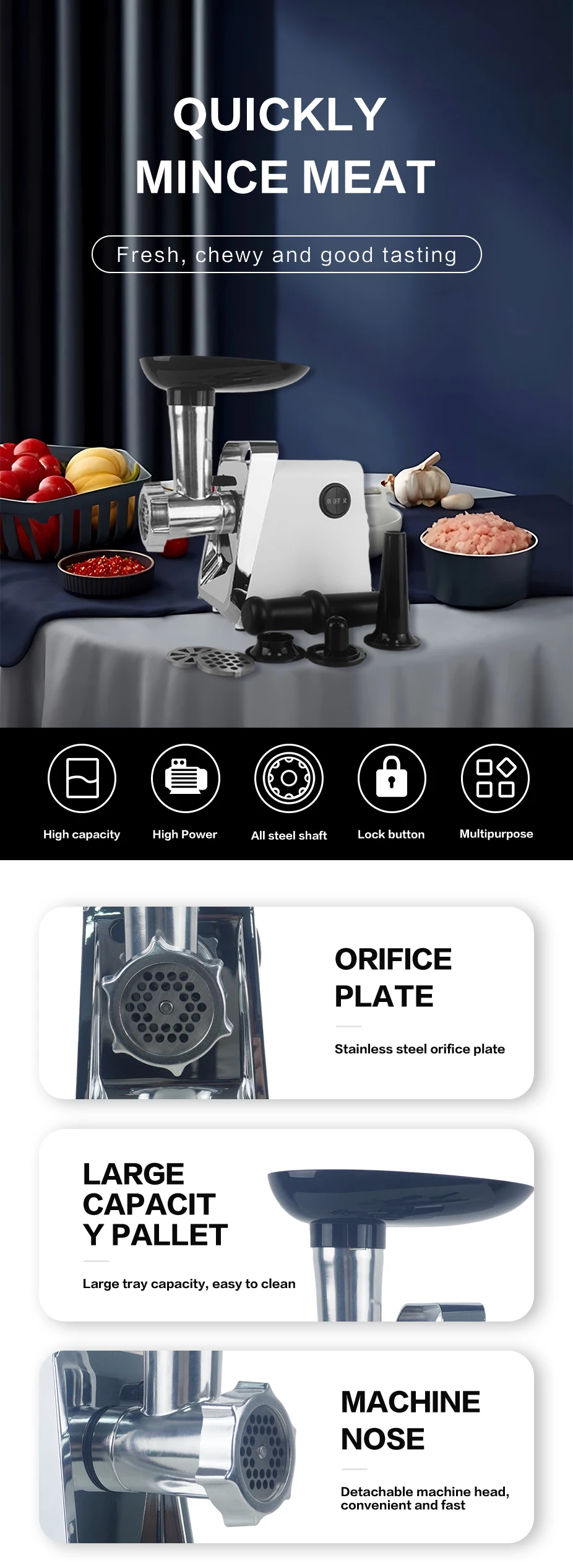 Multi-function Mincer Machine 55ow /1200w Stainless Steel Moedor De ...