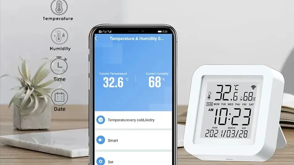Wifi Temperature & Humidity Sensor With Display For Smart Home Remote ...