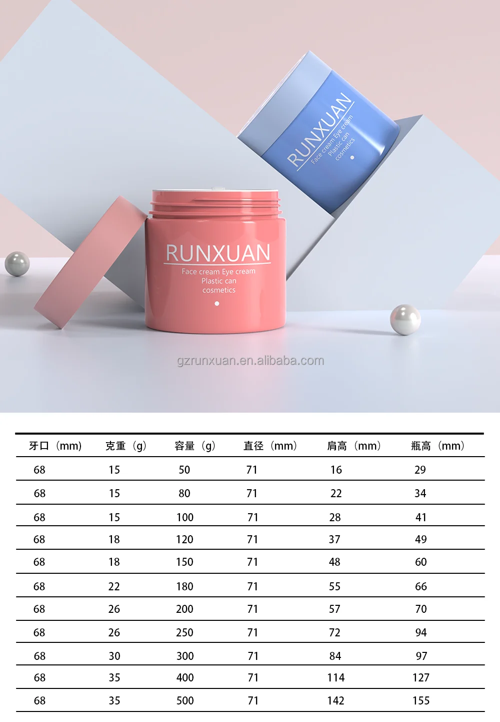 Runxuan PET Skincare Containers - Eco-Friendly & Durable