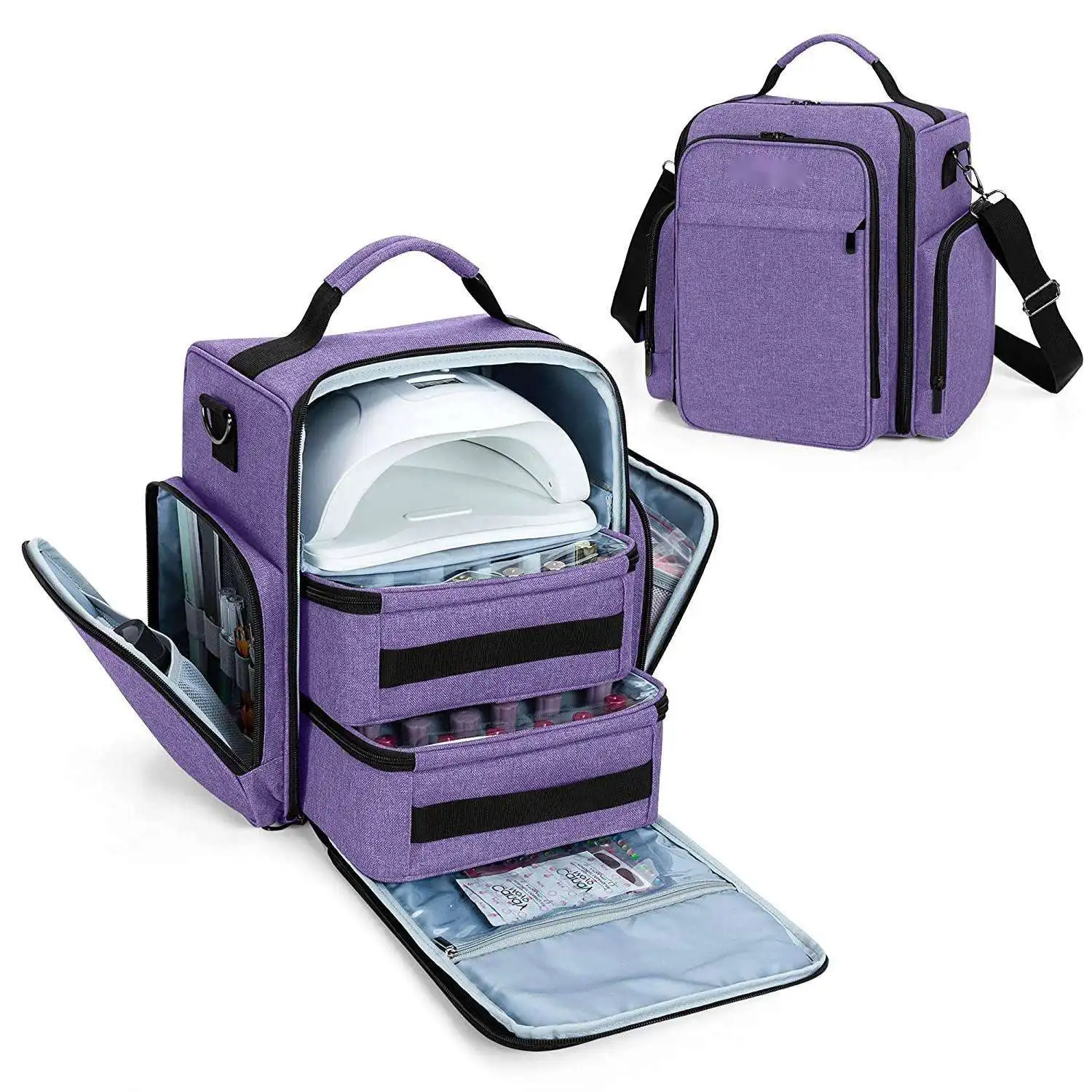 Custom Salon Nails Bag Large Capacity Carrying Cosmetic Bag 48 Bottles ...